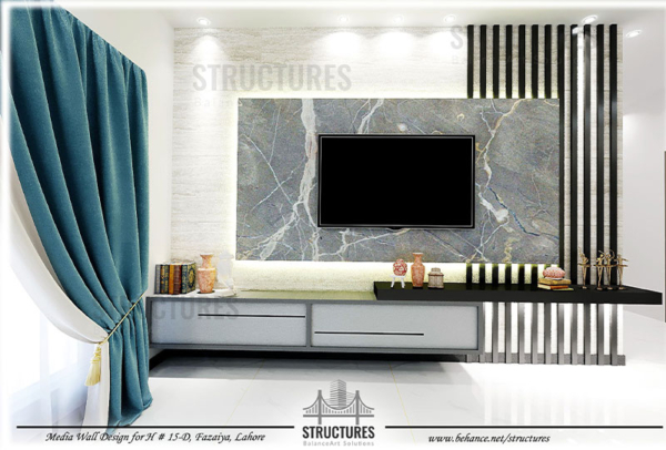 Media Wall Design for H # 15-D, Fazaiya, Lahore. – Structures